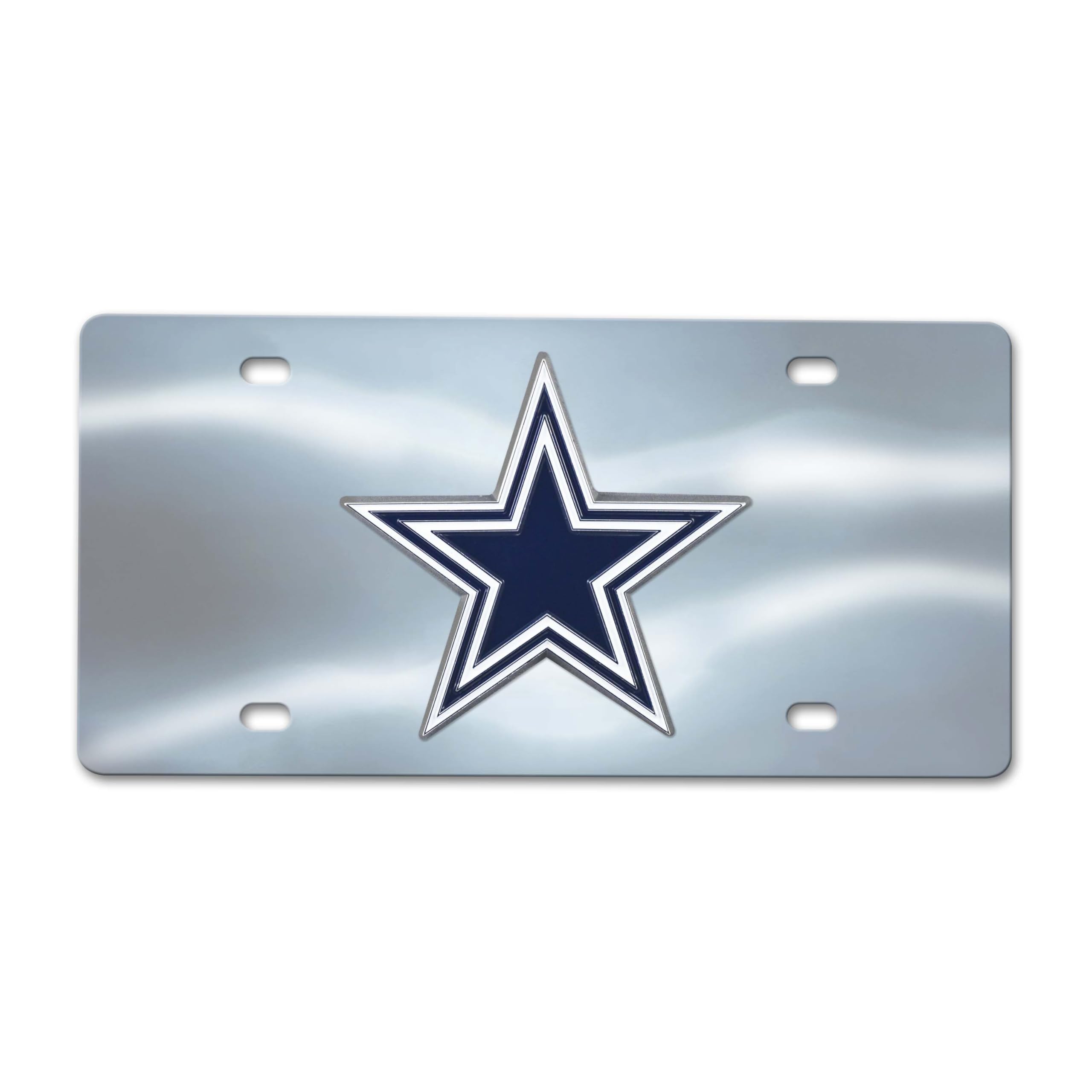 FANMATS 24531 Dallas Cowboys Stainless Steel Front License Plate with Large 3D Molded Team Metal Emblem 6"x12"