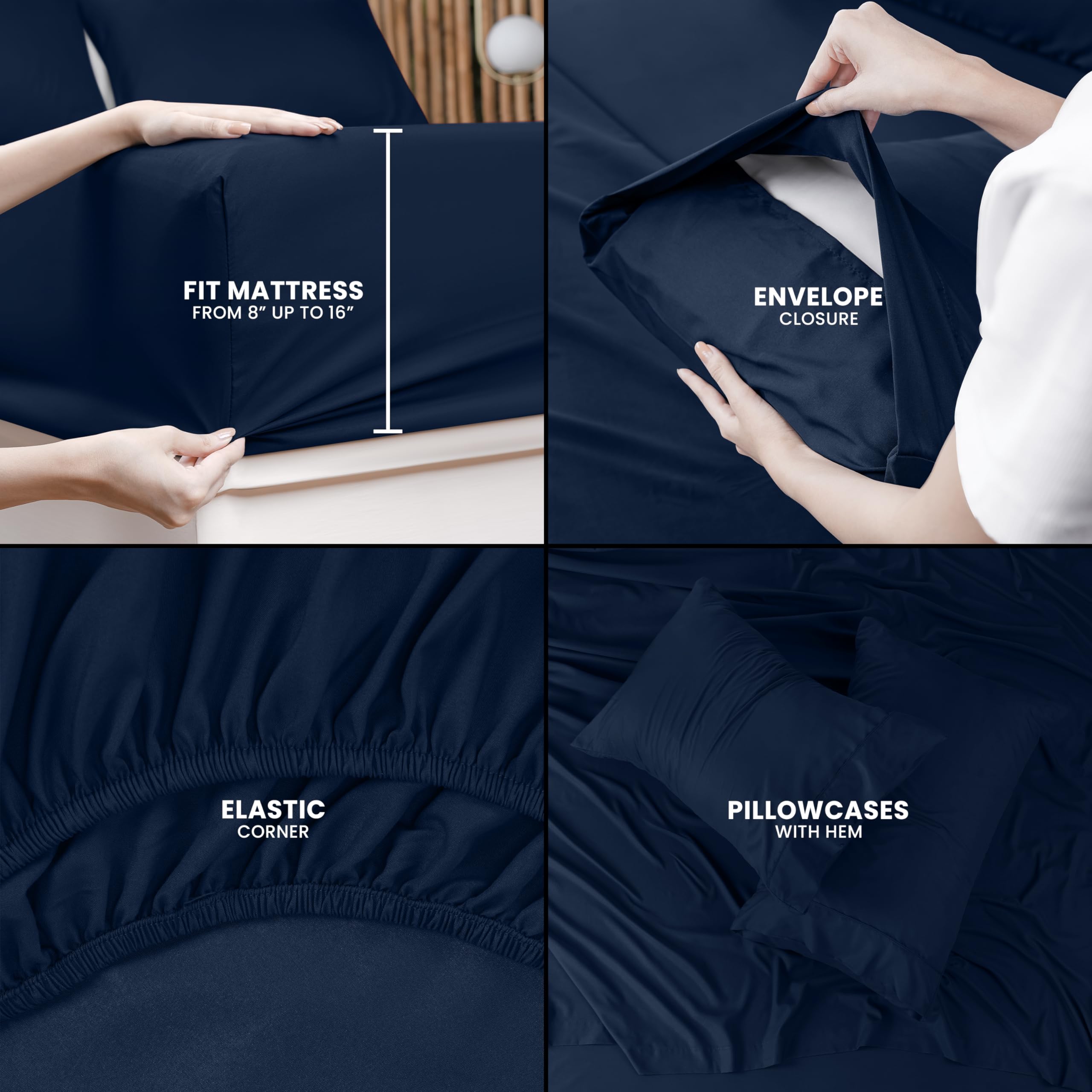 Utopia Bedding Full Bed Sheets Set - 4 Piece Bedding - Brushed Microfiber - Shrinkage and Fade Resistant - Easy Care (Full, Navy Blue)