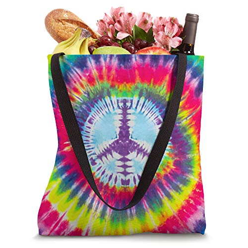 Tie Dye Peace Sign Rainbow Swirl Hippie Gift Men Women Tote Bag