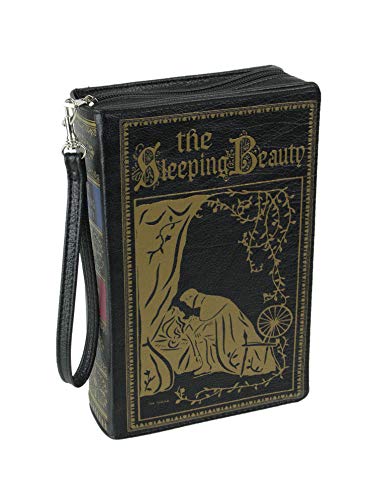 Black Vinyl Sleeping Beauty Book Handbag Novelty Clutch Purse Crossbody Bag