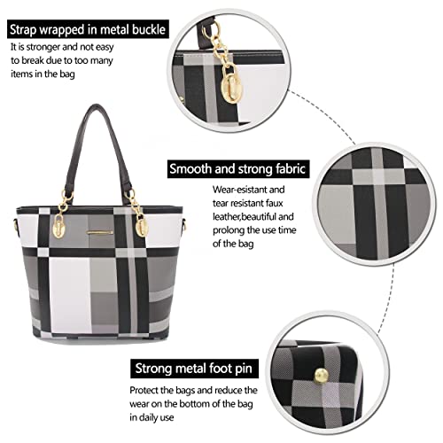 2E-youth Designer Purses And Handbags For Women Satchel Shoulder Bag Tote Bag For Work Clutch Purses (Black, White, Grey)