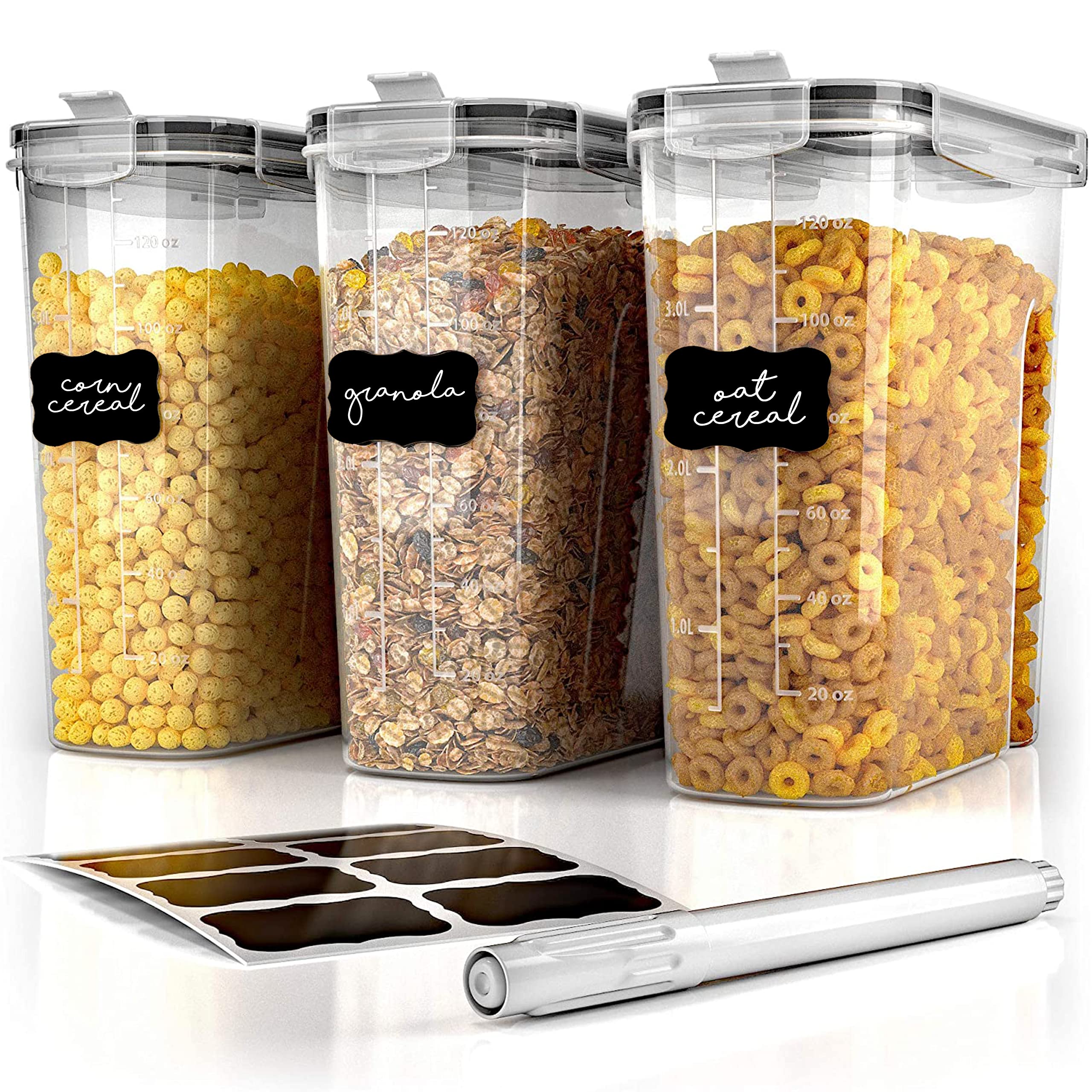Simply Gourmet Food Storage Containers for Kitchen Organization - Pack of 7 BPA-Free Airtight Organizers for Flour, Sugar, Coffee & More - Includes Labels & Marker
