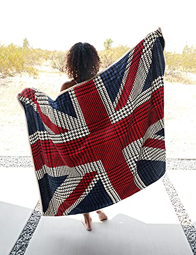 Catalonia Union Jack Blanket, UK Flag Sherpa Fleece Blanket | Super Soft, Warm, Reversible | for Couch Bed, Gift for British, 50X70 inches