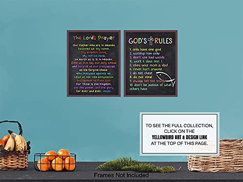 Lords Prayer Wall Decor - Ten Commandments Wall Decor - Religious Decor - Christian Wall Art - Kids, Boys Room, Girls Bedroom, Toddler Room, Nursery - Catholic Gifts - Blessed Inspirational Scripture