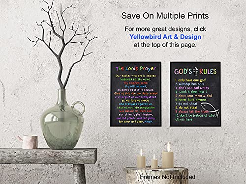 Lords Prayer Wall Decor - Ten Commandments Wall Decor - Religious Decor - Christian Wall Art - Kids, Boys Room, Girls Bedroom, Toddler Room, Nursery - Catholic Gifts - Blessed Inspirational Scripture