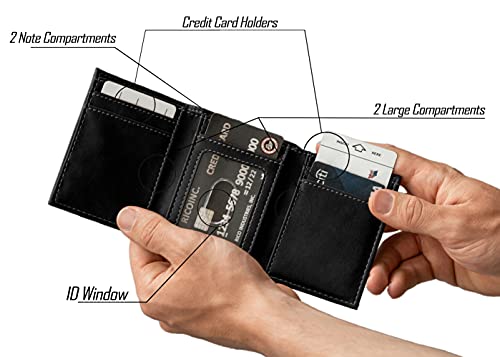 Rico Industries NFL Dallas Cowboys Laser Engraved Black Portable Charger Keychain (Universal for all phones) and Tri-Fold Wallet Gift - Great Gift Item