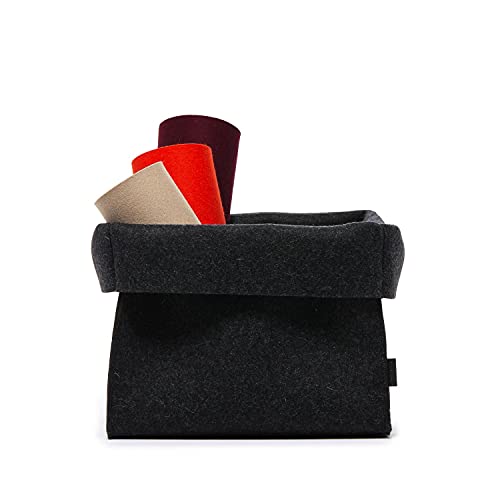 Graf Lantz Medium 8-Inch Merino Wool Felt Bako Bin, Minimalist Storage Solution, Odor, Stain, Heat & Dirt Resistant, Charcoal