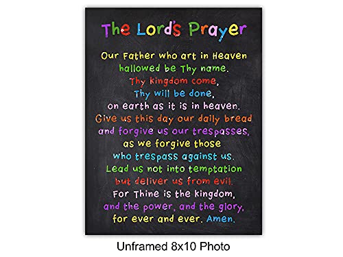 Lords Prayer Wall Decor - Ten Commandments Wall Decor - Religious Decor - Christian Wall Art - Kids, Boys Room, Girls Bedroom, Toddler Room, Nursery - Catholic Gifts - Blessed Inspirational Scripture