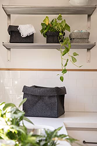 Graf Lantz Medium 8-Inch Merino Wool Felt Bako Bin, Minimalist Storage Solution, Odor, Stain, Heat & Dirt Resistant, Charcoal