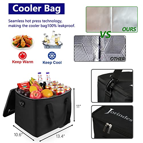 Collapsible Trunk Organizer for Car with Insulated Leak proof Cooler Bag, 3 Compartments SUV Cargo Organizer Removable Dividers, 5 in1 Car Storage Organizer with Foldable Lid,2 Tie-Down Straps(Black)