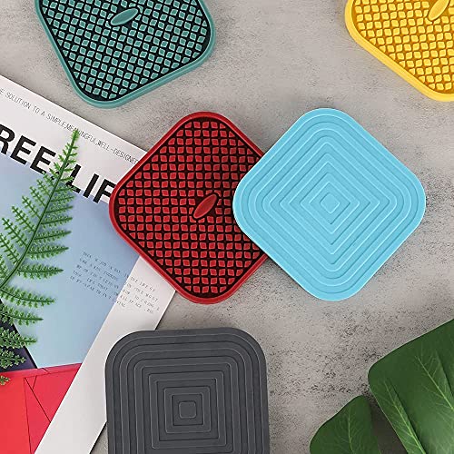 Silicone Coasters [6 Pack] ME.FAN Coasters for Drinks,Drink Coasters with Holder - Cup Mat - Non-Slip, Non-Stick, Stay Put, Deep Tray - Prevents Furniture and Tabletop Damages Square Nave Blue