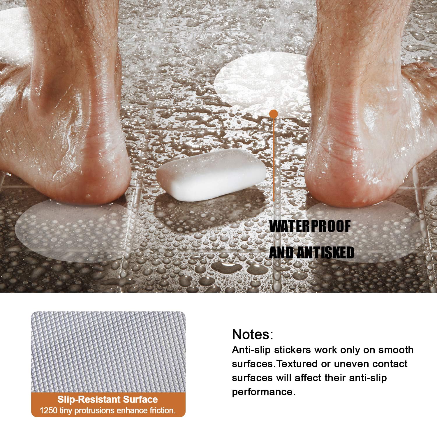 Secopad Non-Slip Bathtub Stickers, 24 PCS Safety Bathroom Tubs Showers Treads Adhesive Decals Scraper