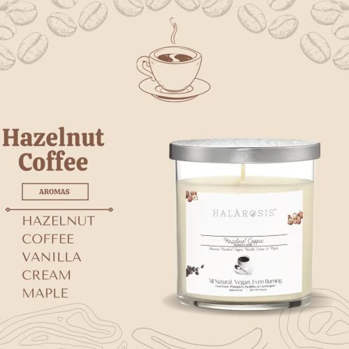 Halarosis Soy Candles - Long Burning Coffee Candle - Burns Up to 45 Hours - Gift for Birthday, Housewarming & Special Events - Cotton Wick Candles for Home Scented (Hazelnut Coffee 8.5 oz)