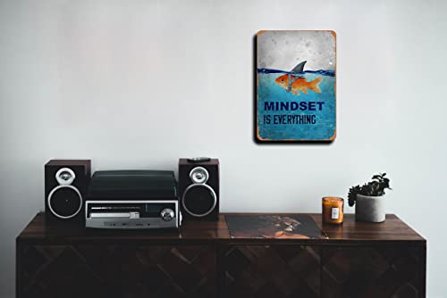 Mindset is Everything Metal Signs Motivational Poster Wall Art Novelty Gift Goldfish Home Decor Prints 8 X 12 Inc