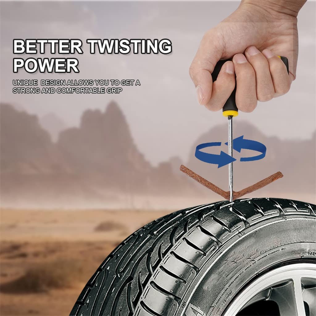 YÁSEZ Car Tire Repair Tools Kit with Rubber Strips Tubeless Tyre Puncture Studding Plug Set