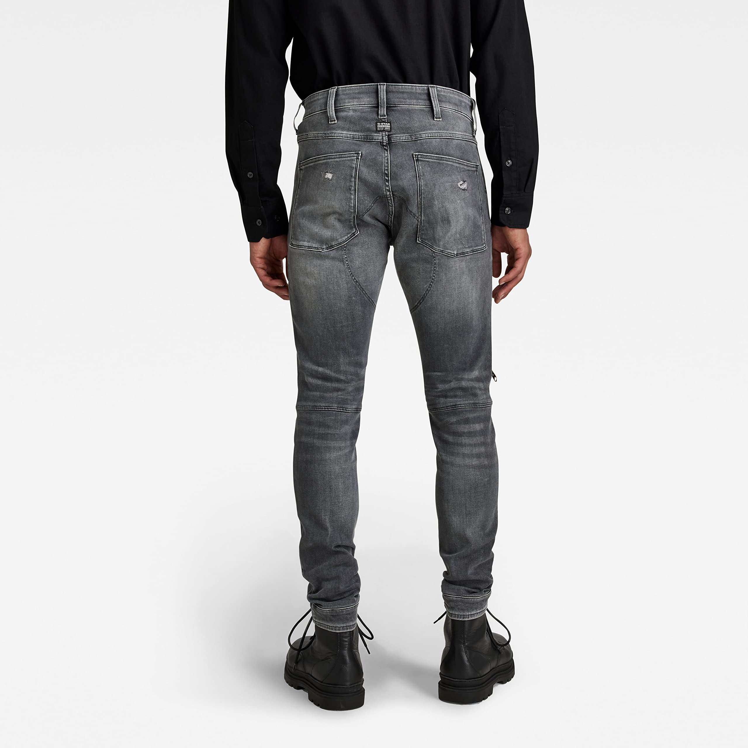 G-STAR 5620 3D Zip Knee Skinny Fit Jeans, Vintage Ripped Basalt, 32W x 34L