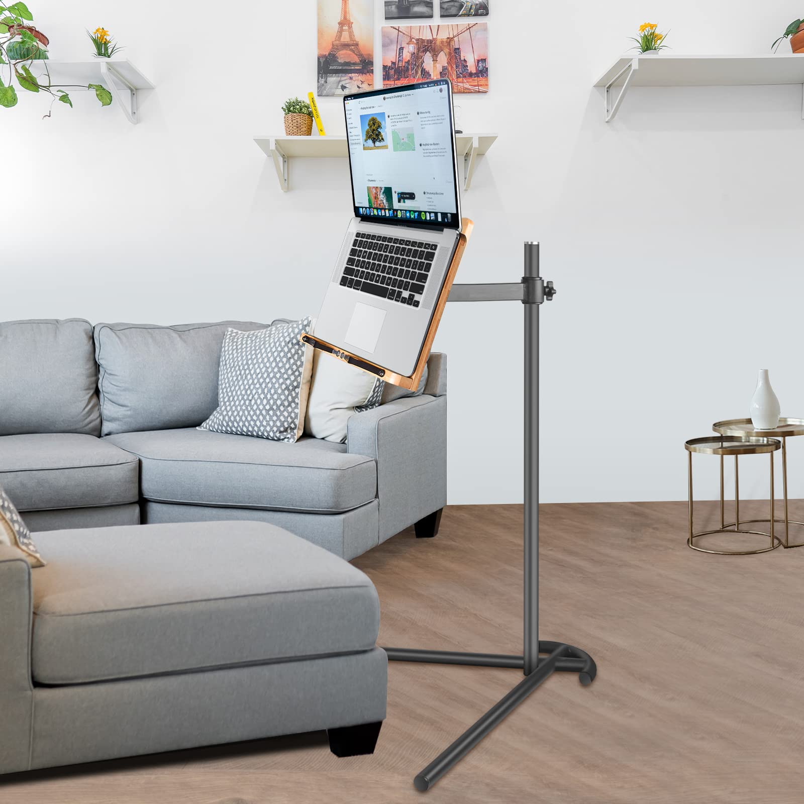 Laptop Stand for Couch, wishacc Height Adjustable Laptop Tray Tablet Book Stand for Reading in Bed, Compatible with Ipad Pro 12.9 Inch, Surface Laptop, Ipad Air, Ipad Mini,MacBook Pro/Air