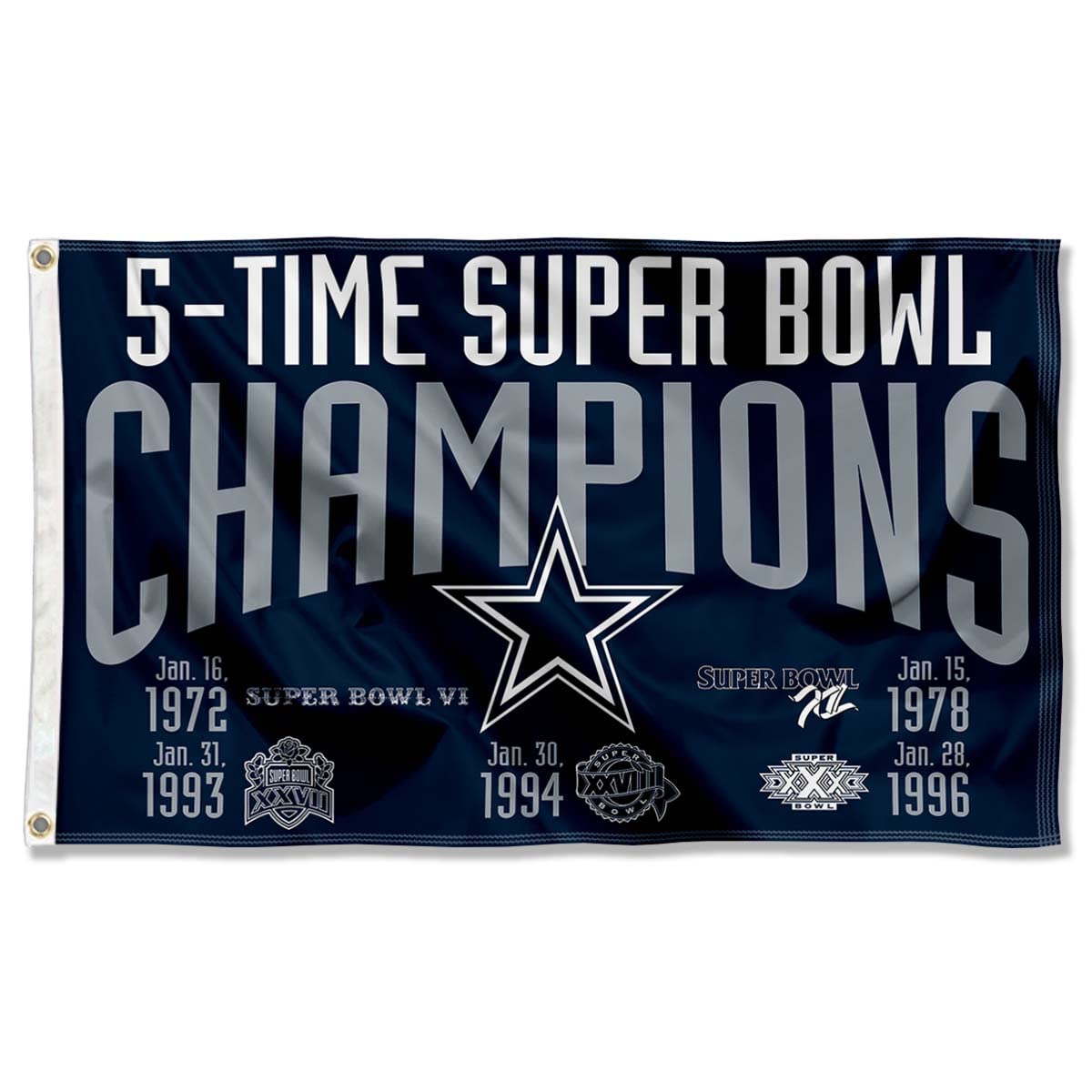 WinCraft Dallas Cowboys 5X and 5 Time Super Bowl Champions Flag Outdoor Indoor 3x5 Foot Banner