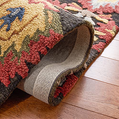 SAFAVIEH Blossom Collection 3' x 5' Charcoal/Multi BLM402H Handmade Premium Wool Entryway Living Room Foyer Bedroom Accent Rug