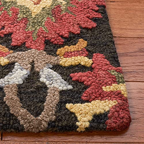 SAFAVIEH Blossom Collection 3' x 5' Charcoal/Multi BLM402H Handmade Premium Wool Entryway Living Room Foyer Bedroom Accent Rug