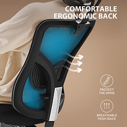 NOBLEWELL Office Chair Ergonomic Office Chair High Back Mesh Computer Chair with Lumbar Support Adjustable Armrest, Backrest and Headrest