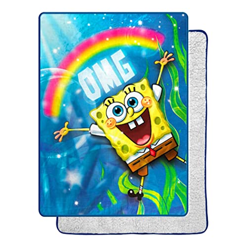 Northwest Spongebob OMG Oversized Silk Touch Sherpa Throw Blanket, 60" x 80"