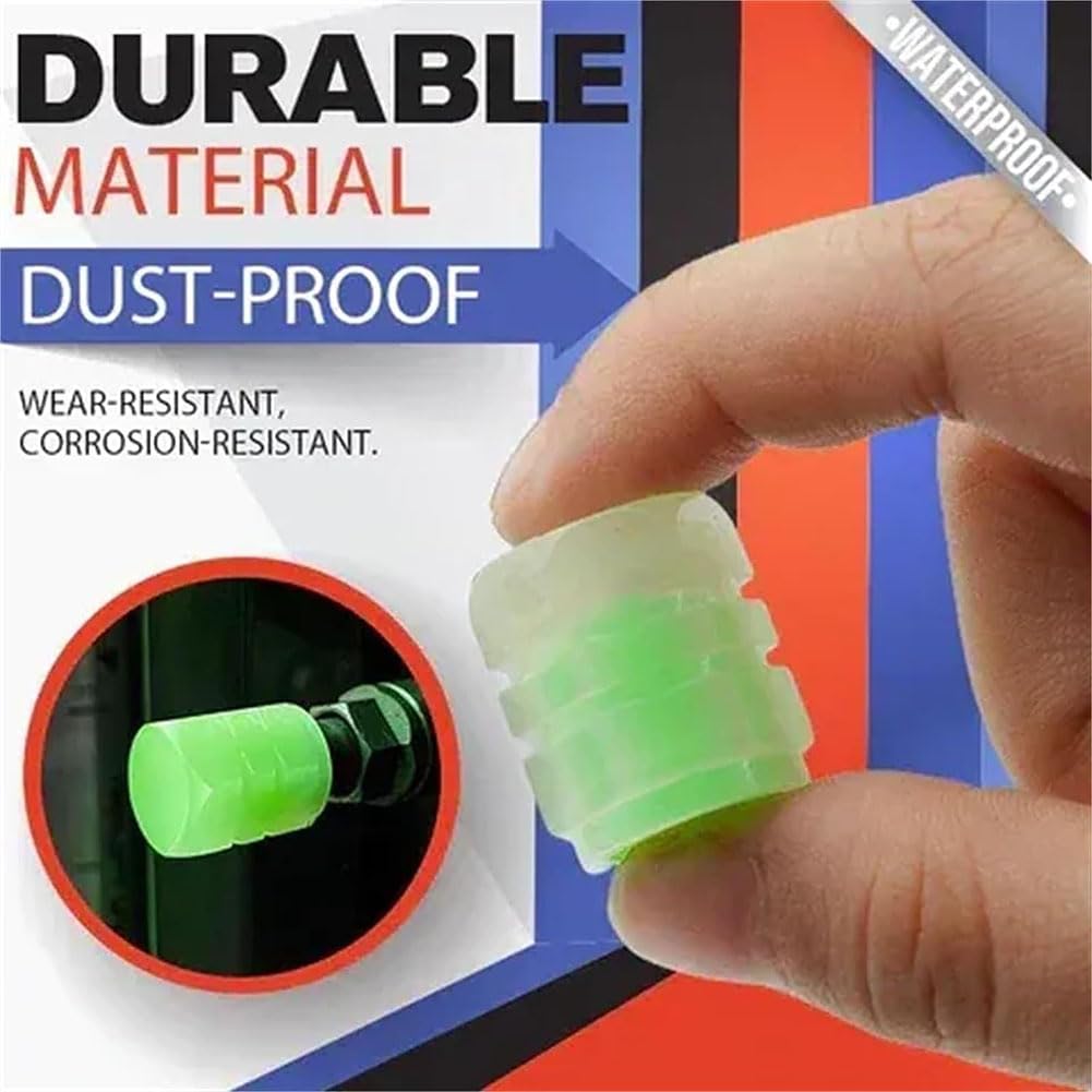 GlowValve™ Glow in The Dark Valve Cap, Webdiennuoc Valve Caps, Luminous Tire Valve Stem Caps, Universal Fluorescent Tire Valve Caps for Car, Truck, Motorcycle (Blue,4 PCS)