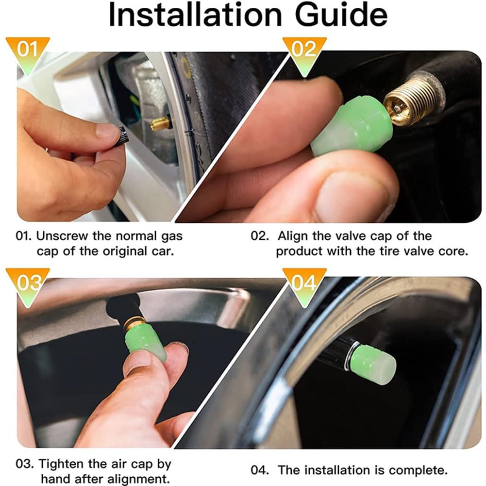 GlowValve™ Glow in The Dark Valve Cap, Webdiennuoc Valve Caps, Luminous Tire Valve Stem Caps, Universal Fluorescent Tire Valve Caps for Car, Truck, Motorcycle (Blue,4 PCS)