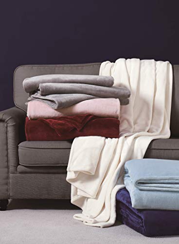 Truly Soft Everyday Reversible Velvet Plush Throw (50" x 60") - Soft and Luxurious for Family and Friends - Grey (TH3167GY-9100)