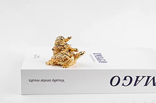 SEVENBEES Golden Sea Turtles Figurines Jewerly Trinket Boxes Hinged for Home Decor