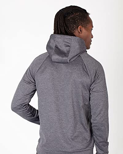 Layer 8 Men's Hoodie Performance Light Weight Tech Fleece Pullover Training Workout Athletic Sweatshirt Hooded Fitness Top (Medium Basalt Hthr)