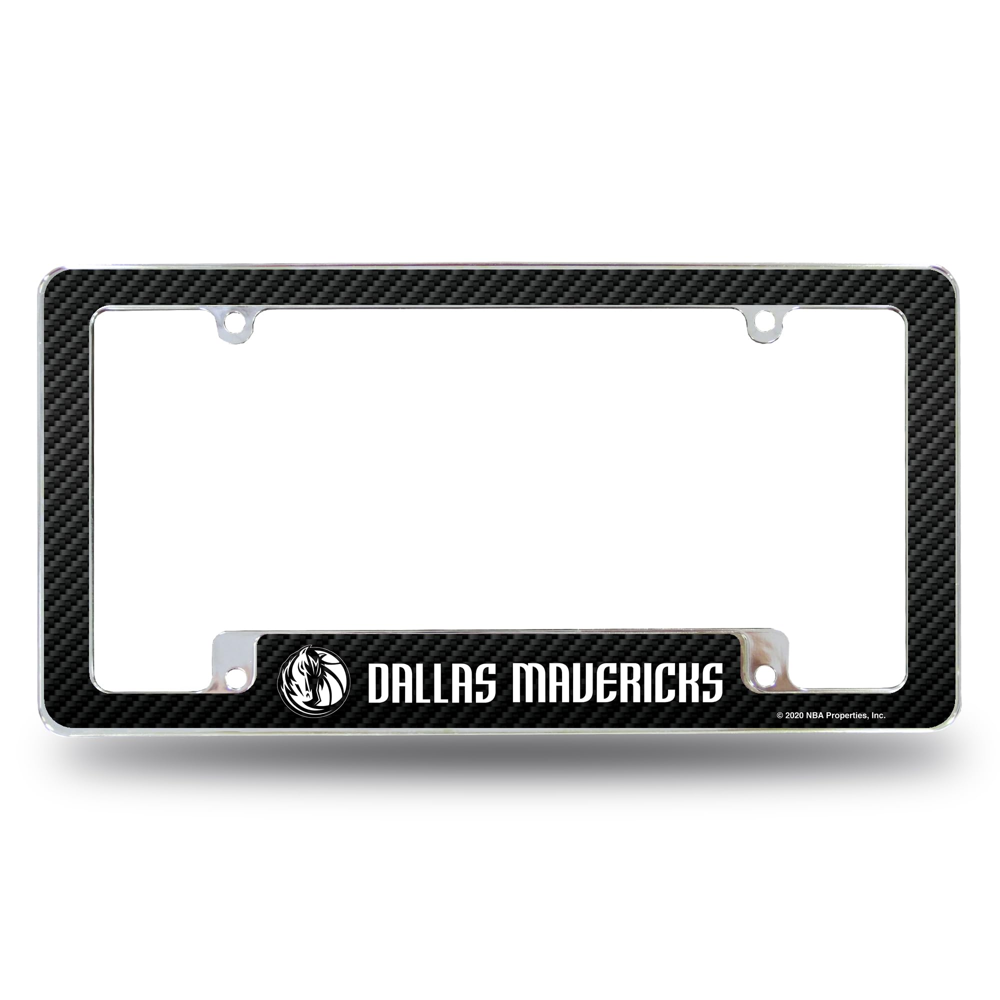 Rico Industries NBA Dallas Mavericks Carbon Fiber 12" x 6" Chrome All Over Automotive License Plate Frame for Car/Truck/SUV