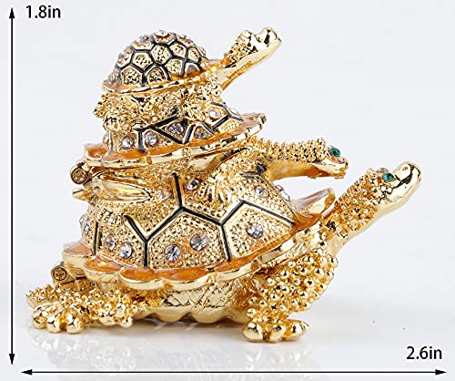 SEVENBEES Golden Sea Turtles Figurines Jewerly Trinket Boxes Hinged for Home Decor
