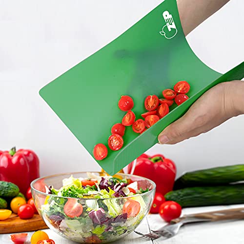ZVP Flexible Plastic Cutting Board Mats Set of 8, Colorful Chopping Boards with Food Icon for Kitchen, BPA Free, Non-Slip Back, Dishwasher Safe, Non Porous