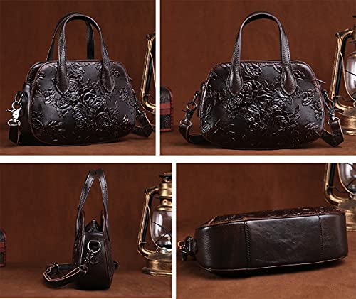 Crossbody Bag for Women Genuine Leather Top Handle Tote Purses Vintage Satchels Handbag (8899)