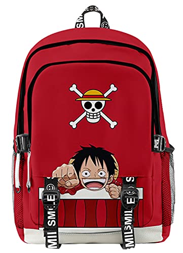 HANDAFA Unisex One Piece Large Capacity bag Manga Sea King Cosplay Backpack(Red Luffy)
