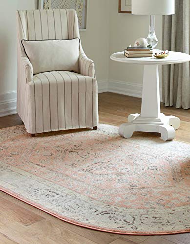 Rugs.com Aurelia Collection Rug β 4' x 6' Oval Rose Medium-Pile Rug Perfect for Living Rooms, Large Dining Rooms, Open Floorplans