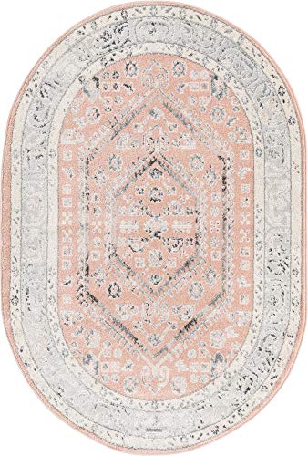 Rugs.com Aurelia Collection Rug β 4' x 6' Oval Rose Medium-Pile Rug Perfect for Living Rooms, Large Dining Rooms, Open Floorplans