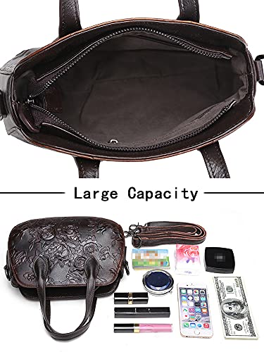 Crossbody Bag for Women Genuine Leather Top Handle Tote Purses Vintage Satchels Handbag (8899)