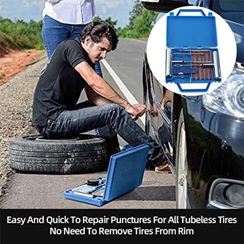 YÁSEZ Car Tubeless Tire Repair Kit Puncture Studding Garage Tools for Auto Bicycle Tyre with Storage Box