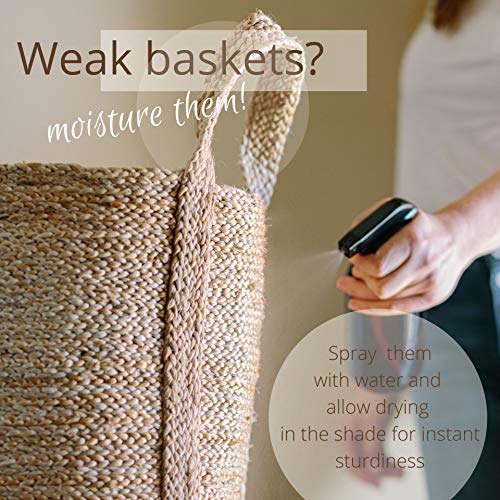 GooBloo Large Woven Storage Basket 100% Jute - 20” x 16” Tall Decorative Jute Rope Basket for Living Room, Toys or Blankets - Wicker Baskets with Handles - Handmade Natural Laundry Hamper
