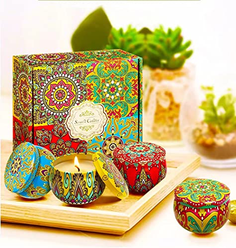 Scented Candles Gift Set 4 Pack, Candles for Home Scented, Aromatherapy Candles Natural Soy Wax with Pleasant Smell, Soy Scented Candles Gifts for Halloween Thanksgiving Christmas