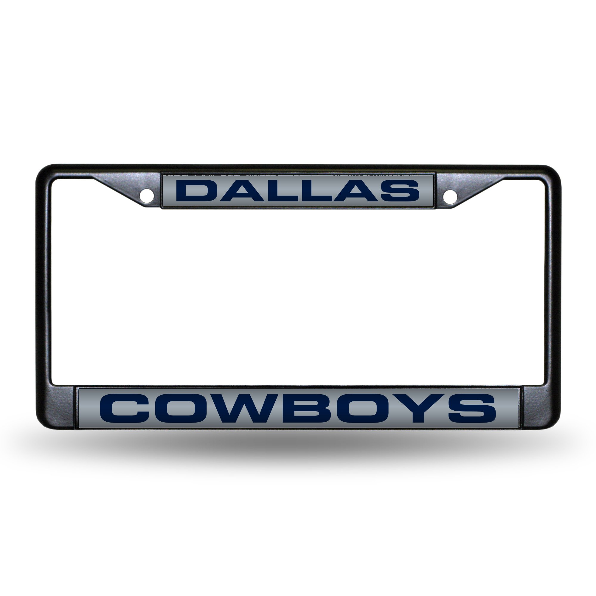 Rico Industries NFL Dallas Cowboys Black Black Laser Cut Chrome Frame 12" x 6" 12" x 6" Black Laser Cut Chrome Frame - Car/Truck/SUV Automobile Accessory