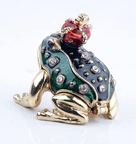SEVENBEES Small Frog Prince Trinket Boxes Hinged Frog Figurine Jewelry Boxes Gift for Girls Women