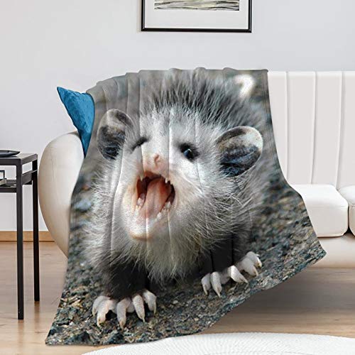 Flannel Fleece Throw Blanket Baby Possum Pattern Breathable Air-Conditioned Quilts for Camping Traveling Cozy Warm Bed Blanket for Women Men, 30 x 40 in