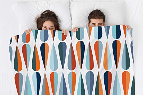 Swono Drop Shapes Throw Blanket,Mid-Century Modern Style Retro Seamless with Drop Shapes in Tones Thorw Blanket Soft Warm Decorative Blanket for Bed Couch Sofa Office Blanket 30"X40"
