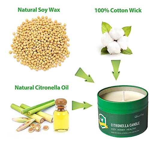 LucaSng Citronella Candles Outdoor Indoor 4.4 OZ 6 Pack 150 Hours Outside for Party Hiking Camping Patio BBQ Deck Lanai Garden Yard Home Balcony