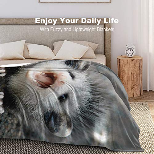 Flannel Fleece Throw Blanket Baby Possum Pattern Breathable Air-Conditioned Quilts for Camping Traveling Cozy Warm Bed Blanket for Women Men, 30 x 40 in