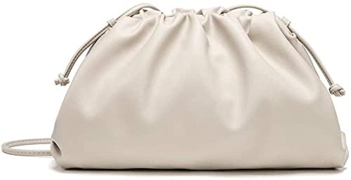 Women's Ladies Handbags Casual Vintage Messenger Bag Ruffled Small Shoulder Bag Fashion Shoulder Bag Retro (Color : White-Small)