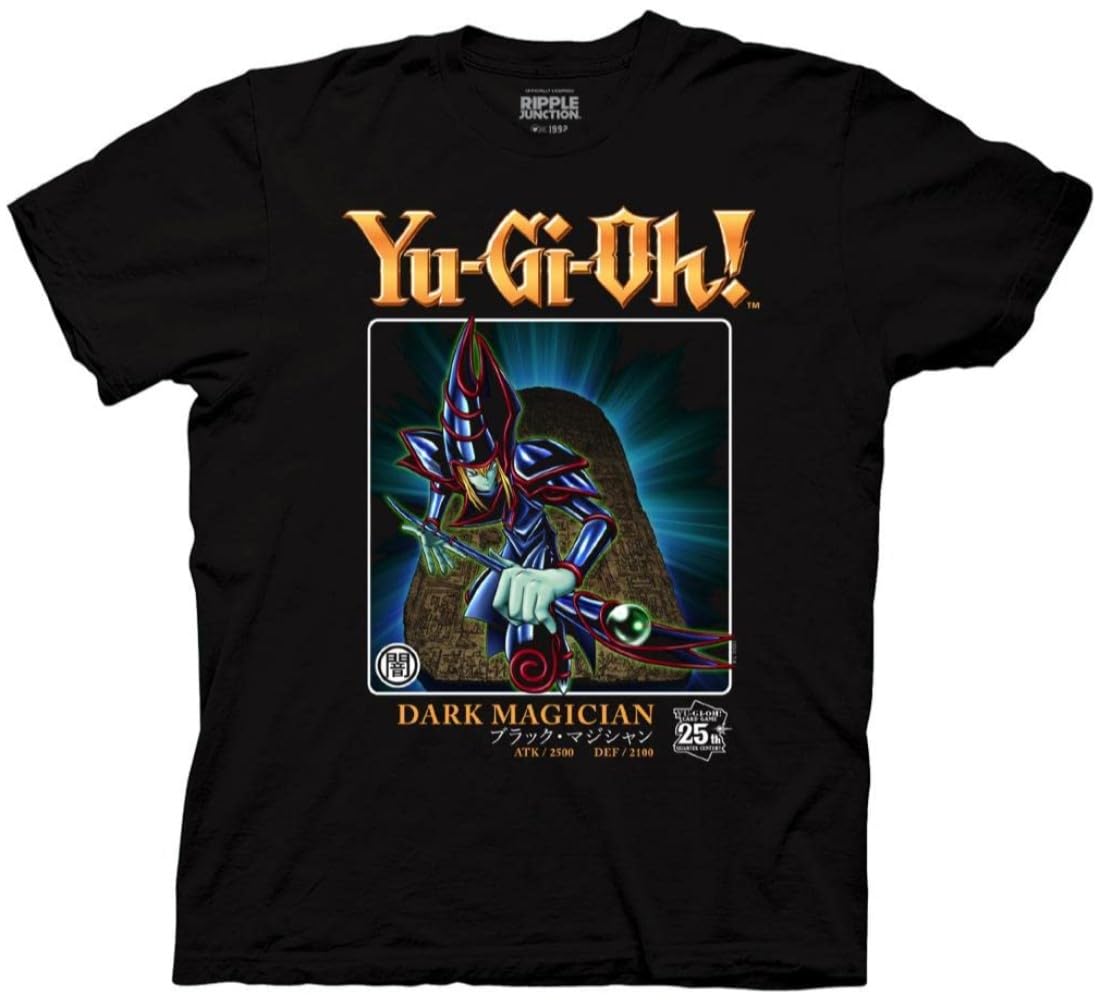 Ripple Junction Yu-Gi-Oh! Dark Magician Anime Adult T-Shirt Officially Licensed Small Black